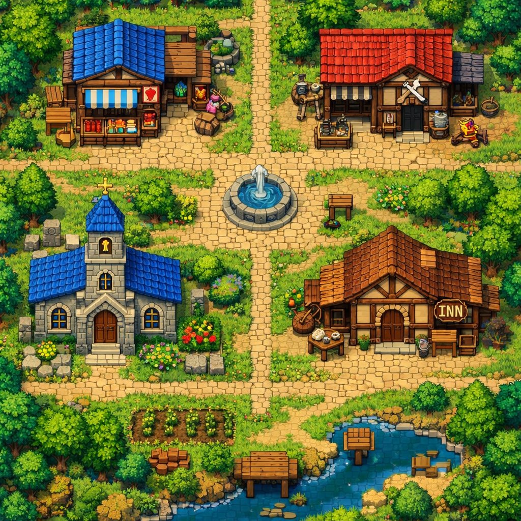 2D Pixel Art Village Map Prompt (ChatGPT) - AI Prompt | CreateVision