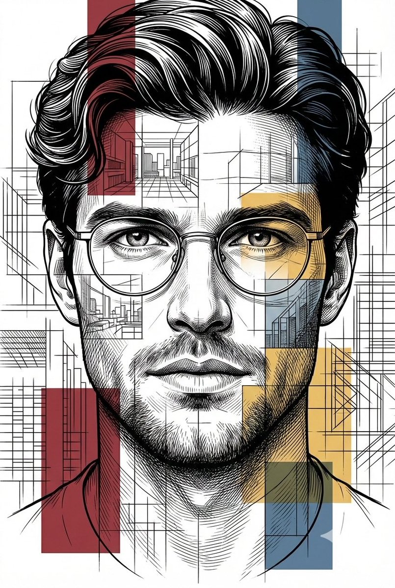 Architectural Blueprint Style Portrait - AI Prompt | CreateVision