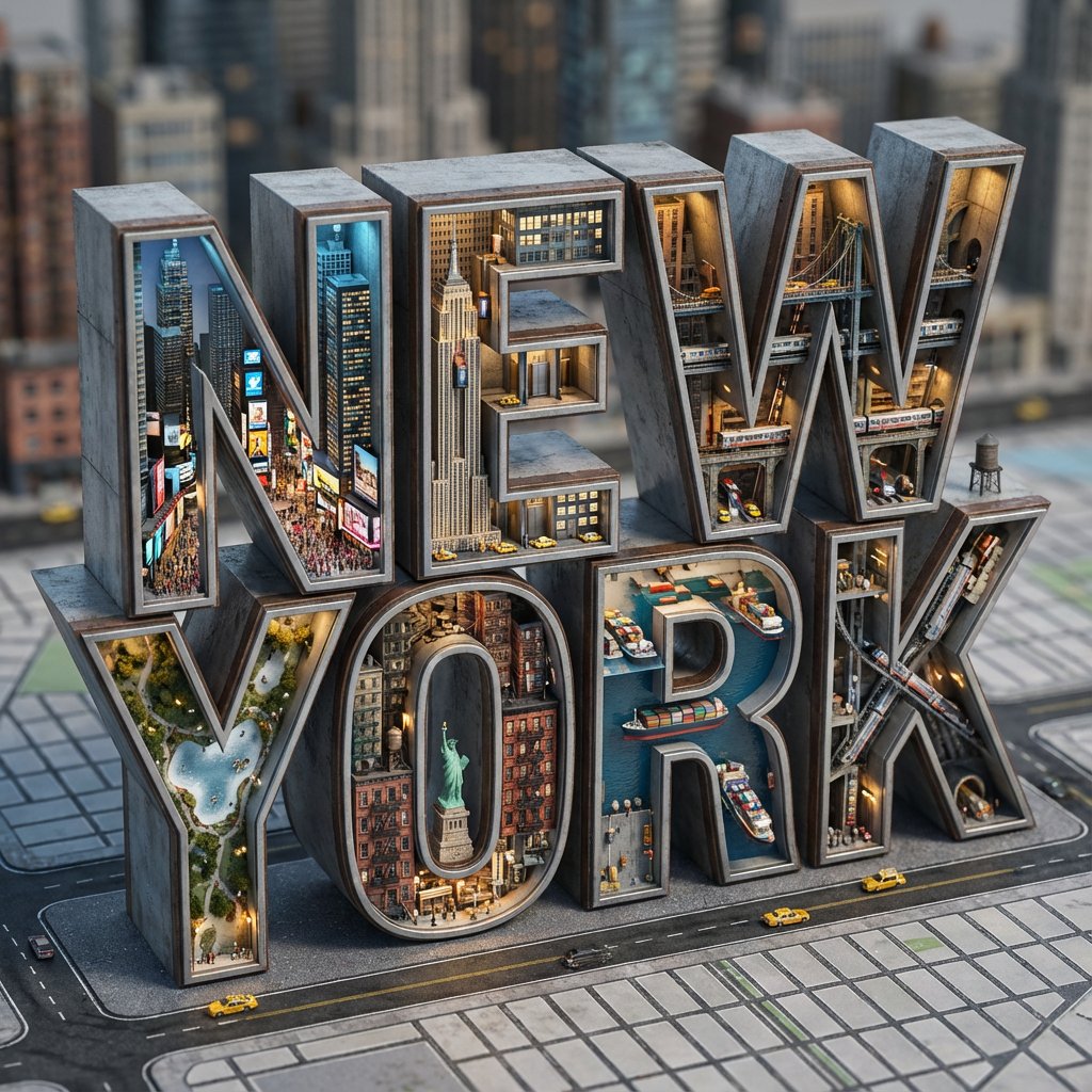 Architectural Typography Micro-World Render Prompt (New York) - AI ...