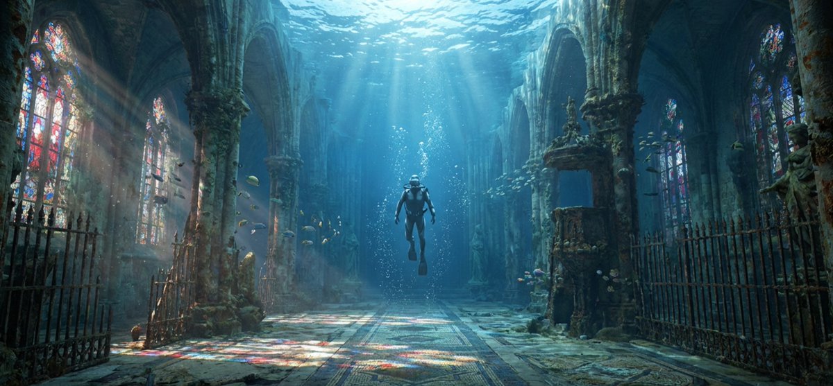Cinematic rainy street, underwater cathedral, and design-to-photo - AI ...