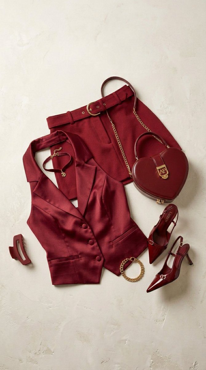 Crimson Fashion Editorial Studio Look Integration Prompt - AI Prompt ...