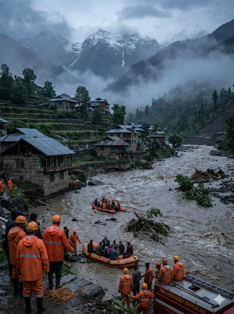 Dramatic Cinematic Kashmir Mountain Flood Rescue Scene - AI Prompt ...