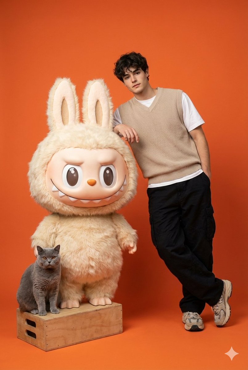 Gen-Z Streetwear Model with Labubu and British Shorthair - AI Prompt ...