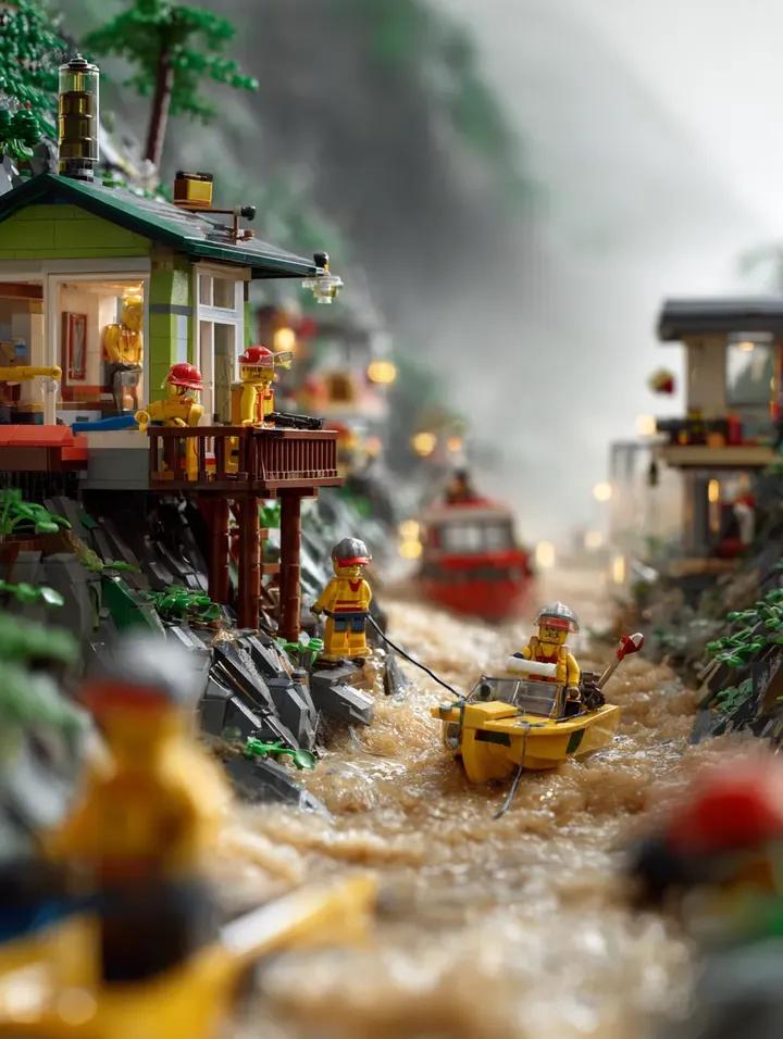LEGO Mountain Flood Rescue Scene Prompt - AI Prompt | CreateVision