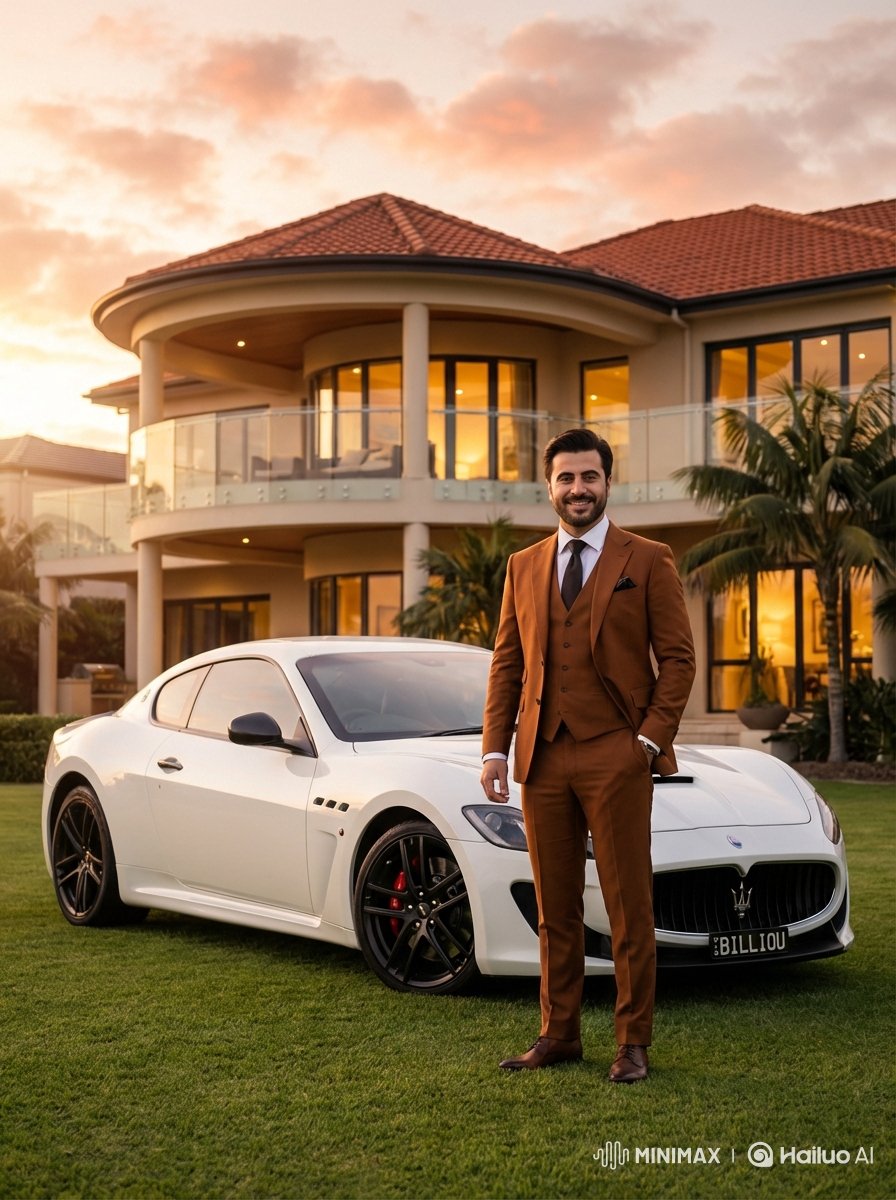Luxurious Lifestyle Portrait with Maserati and Mansion - AI Prompt ...