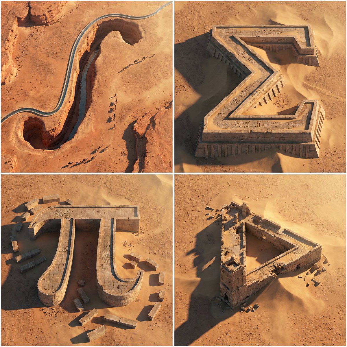 Monumental Mathematical Symbols as Terrain Typography - AI Prompt ...