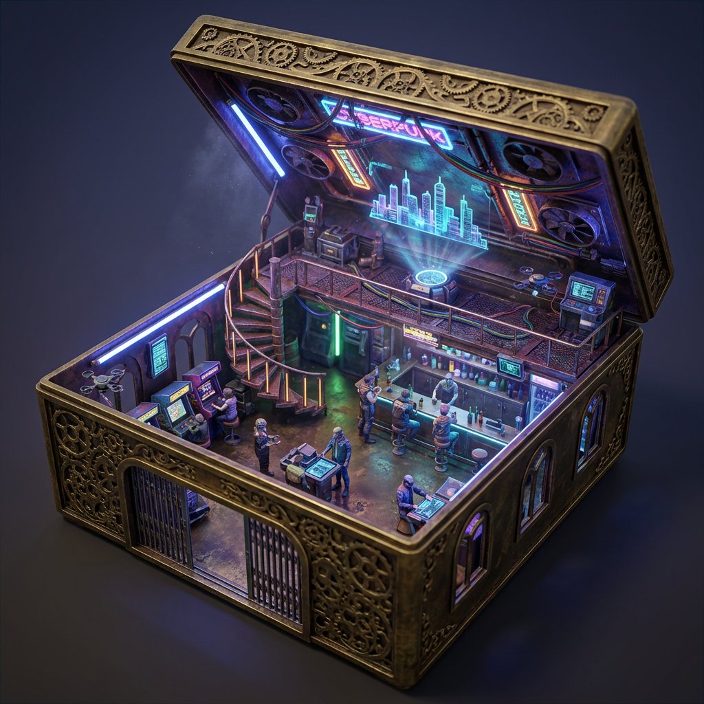 Ornate Box Diorama Prompt (Cyberpunk Pub) - AI Prompt | CreateVision