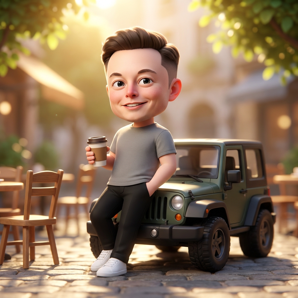 Pixar-Quality 3D Chibi Character with Mini Jeep - AI Prompt | CreateVision