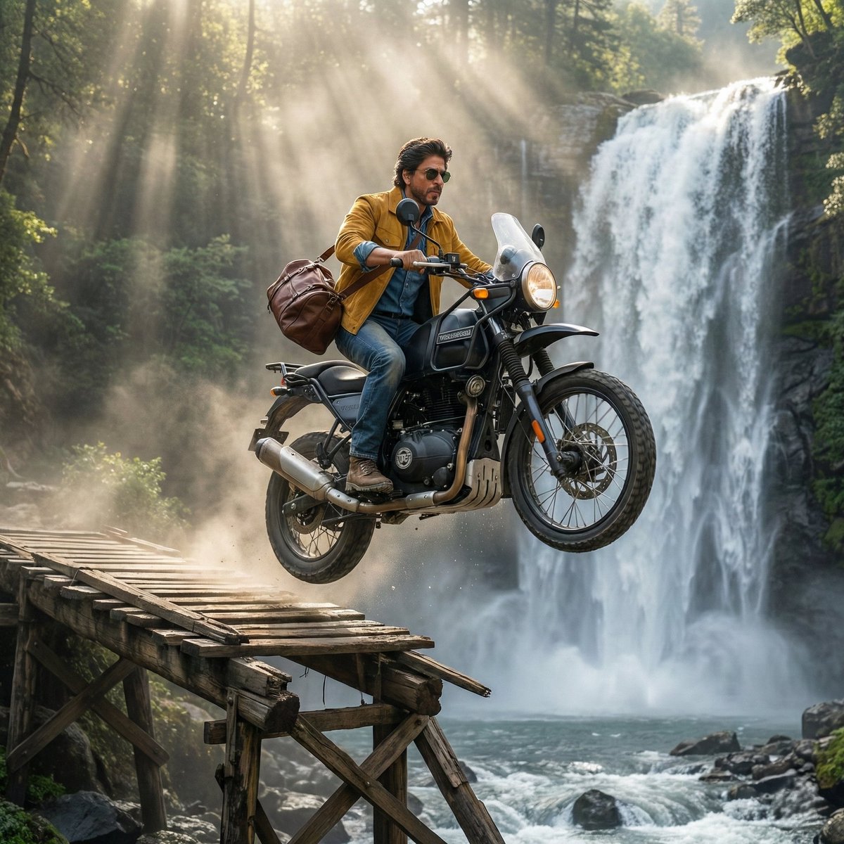 SRK Motorcycle Jump Action Shot Prompt - AI Prompt | CreateVision