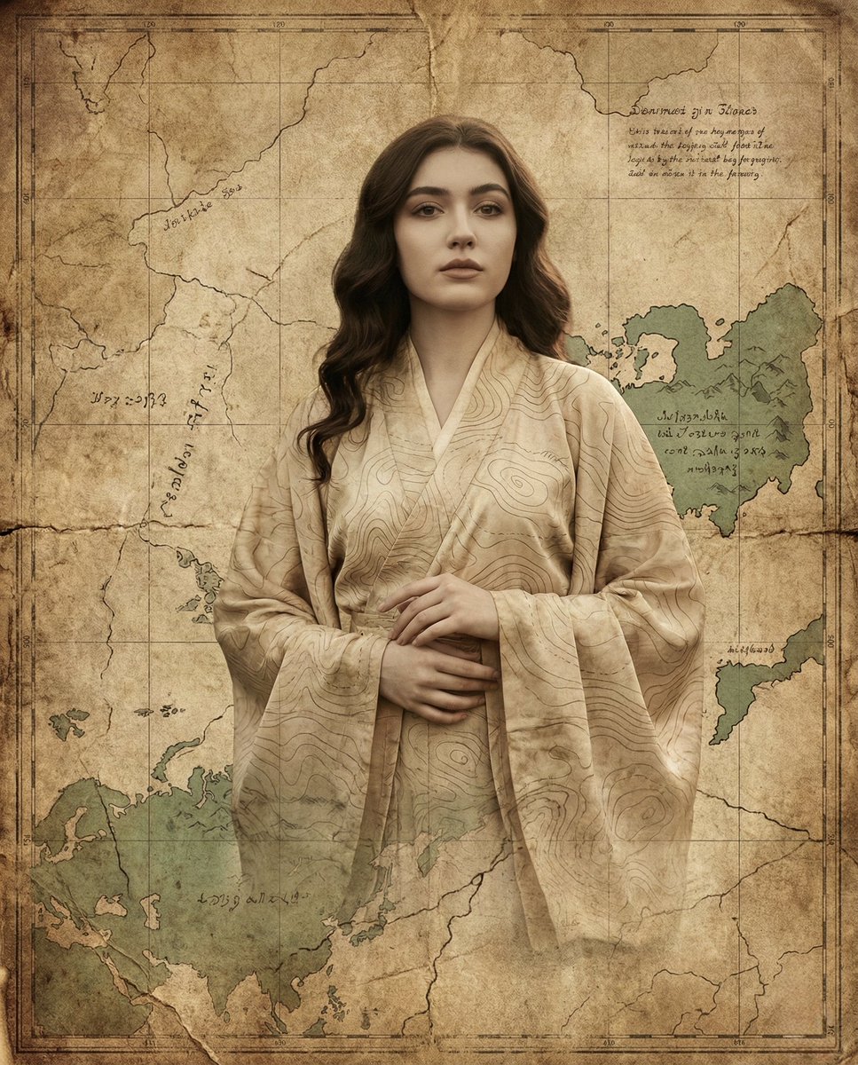 Surreal Fine-Art Portrait Emerging from Ancient Map - AI Prompt ...