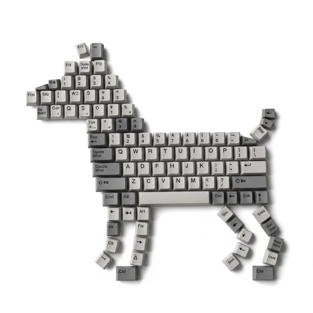 Top-Down Flat Lay of Dog Formed from Keyboard Keycaps - AI Prompt ...