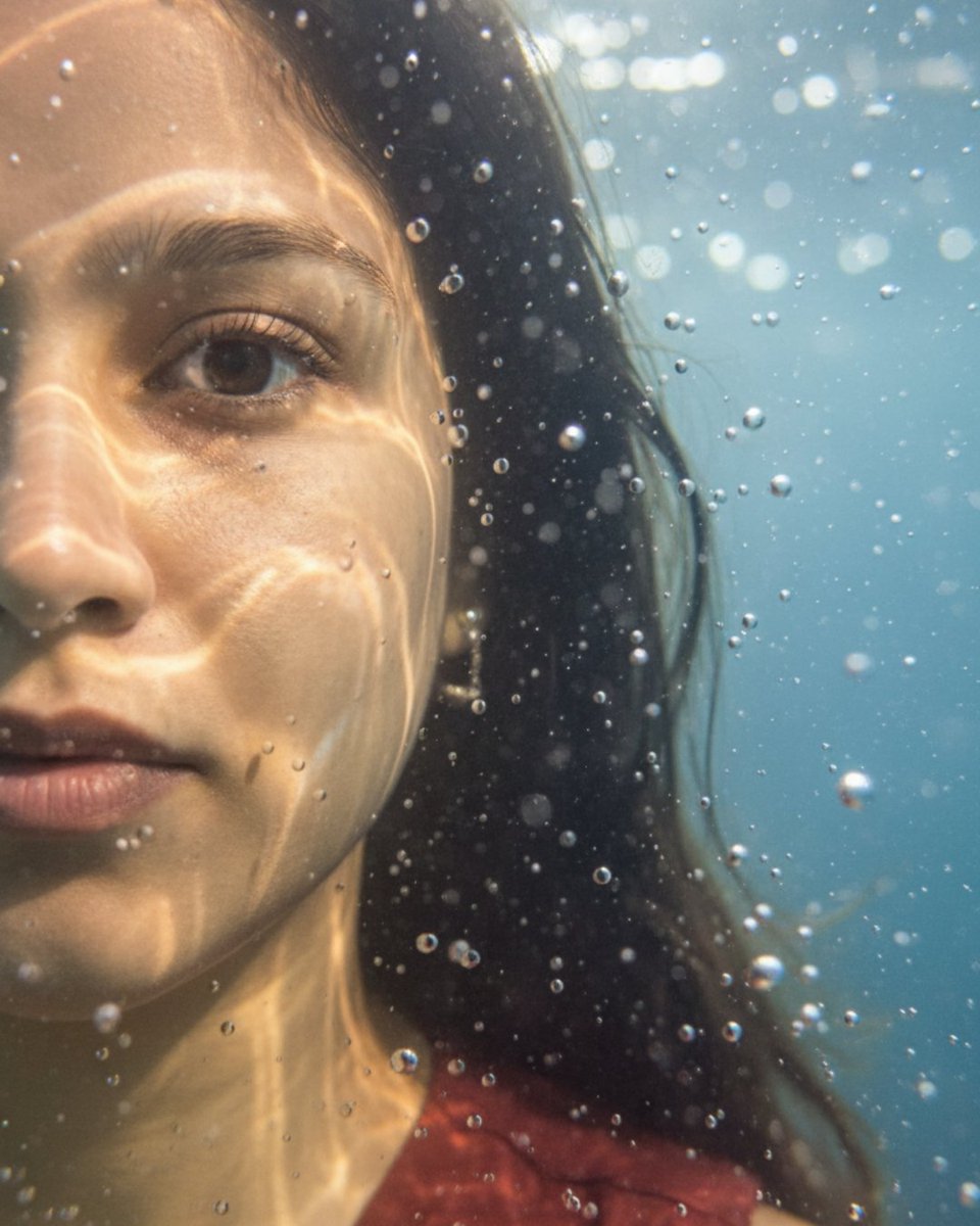 Underwater macro portrait (left half of face) - AI Prompt | CreateVision