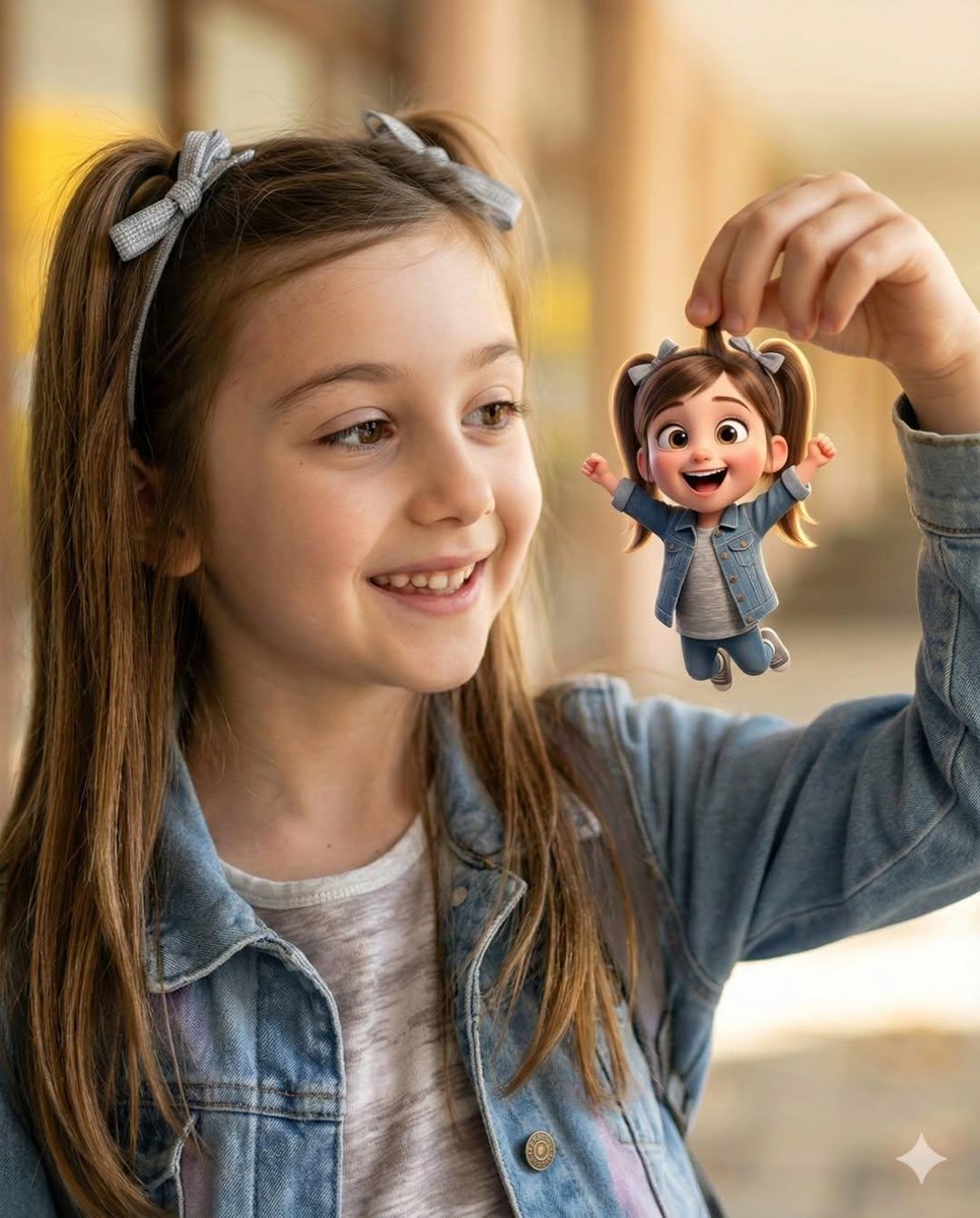 Whimsical Portrait Blending Realism with Tiny Pixar Character - AI ...